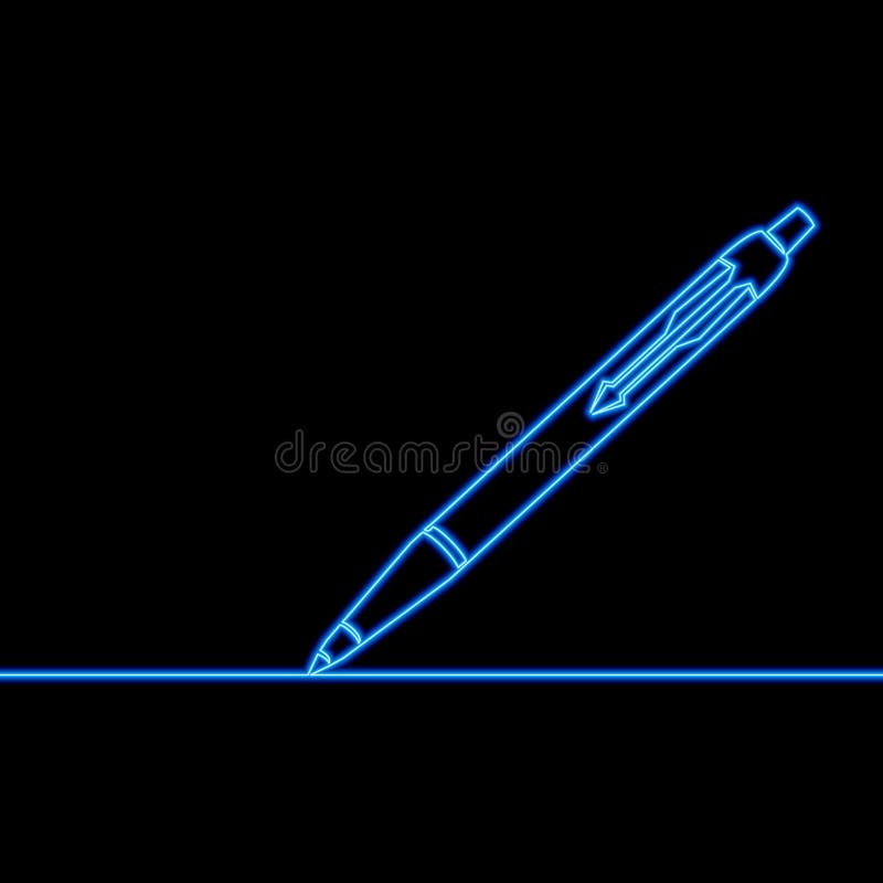 One Continuous Line Drawing of Pen Writing Thin Stroke Pencil Symbol of ...
