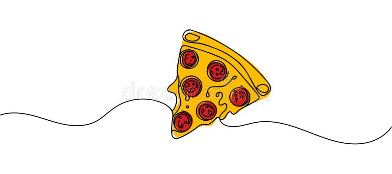 One Continuous Line Drawing of a Piece of Pizza. Vector Illustration ...