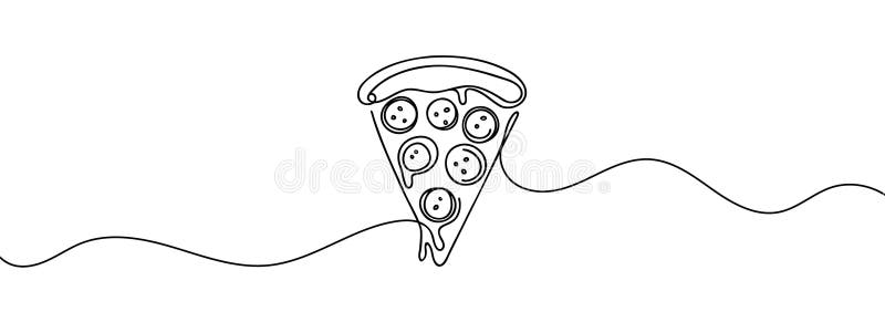 One Continuous Line Drawing of a Piece of Pizza. Vector Illustration ...