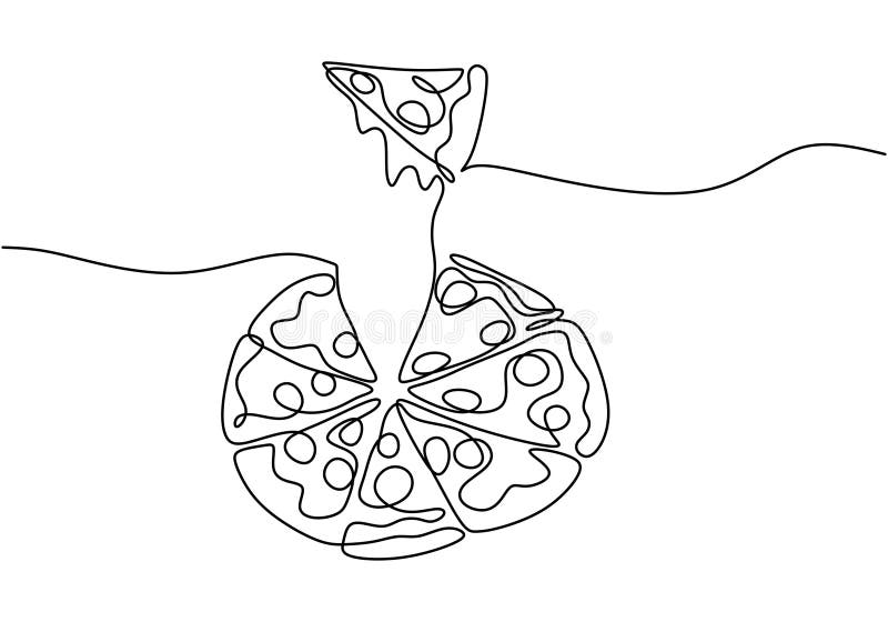 Pizza Slice Continuous Line Drawing. Minimalist Food Concept Isolated ...