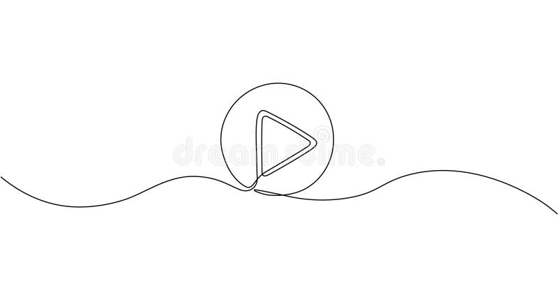 One Continuous Line Drawing of Play Button. Vector Illustration. Stock ...