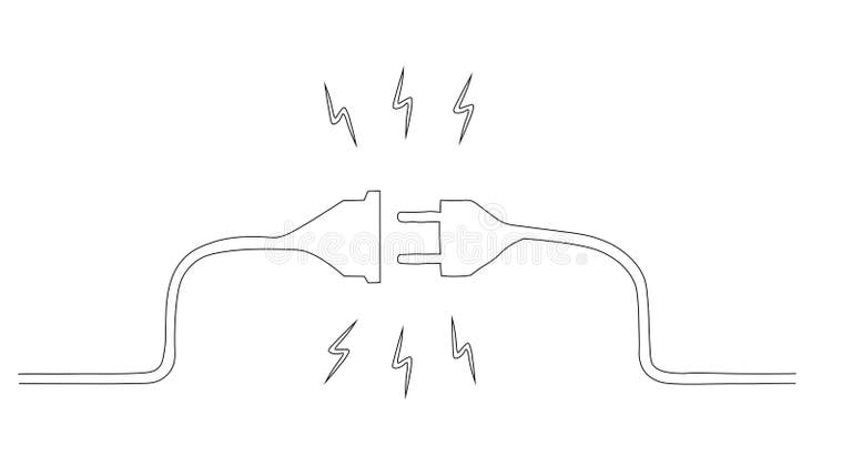 One Continuous Line Drawing of Plug Inserting into Electric Outlet ...