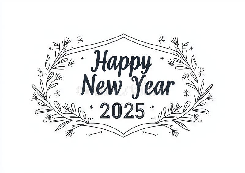 One Continuous Line Drawing, 2025, for Postcard Design Font Stock ...