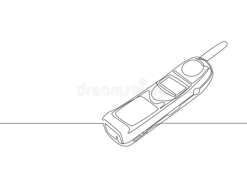 One Continuous Line Drawing of Retro Classic Cellular Phone. Old ...
