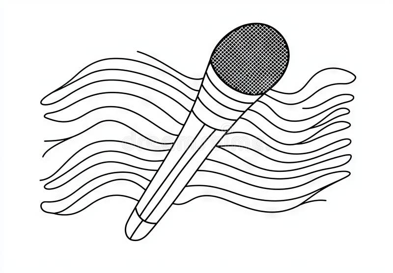 Old School Mic Tattoo Outline 1.006 Vintage Microphone Illustration
