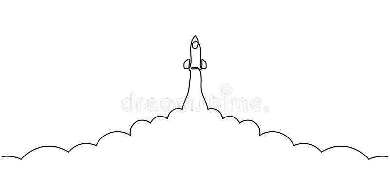 One Continuous Line Drawing of Rocket Space Ship Launch Stock Vector ...