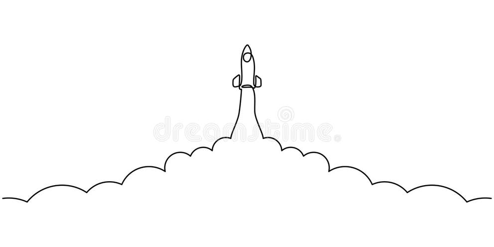 Rocket One Line Drawing Stock Illustrations – 412 Rocket One Line ...