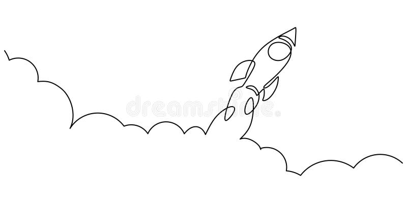 One Continuous Line Drawing of Rocket Space Ship Launch Stock Vector ...
