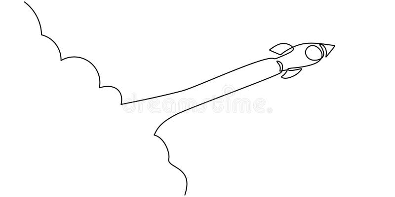 One Continuous Line Drawing of Rocket Space Ship Launch Stock Vector ...
