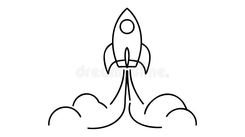 One Continuous Line Drawing Of Simple Retro Spacecraft Flying Up To The