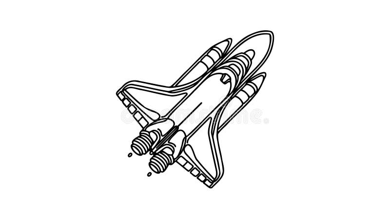 One Continuous Line Drawing of Simple Retro Spacecraft Flying Up To the ...