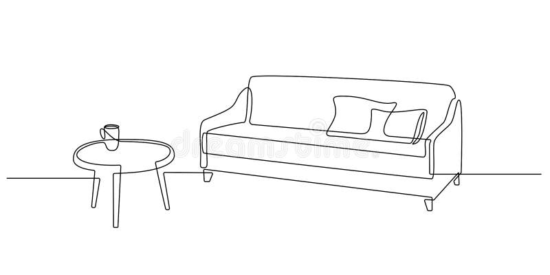 Continuous Line Drawing Couch Stock Illustrations – 322 Continuous Line ...