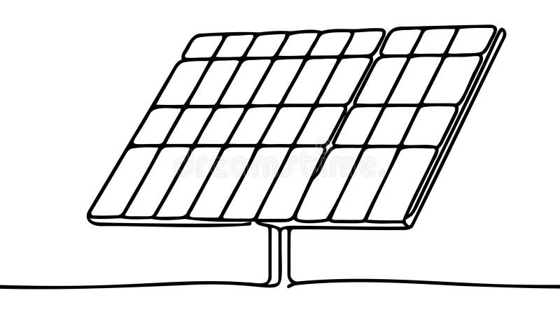 One Continuous Line Drawing of Solar Panel with Sun. Green Clean Energy ...