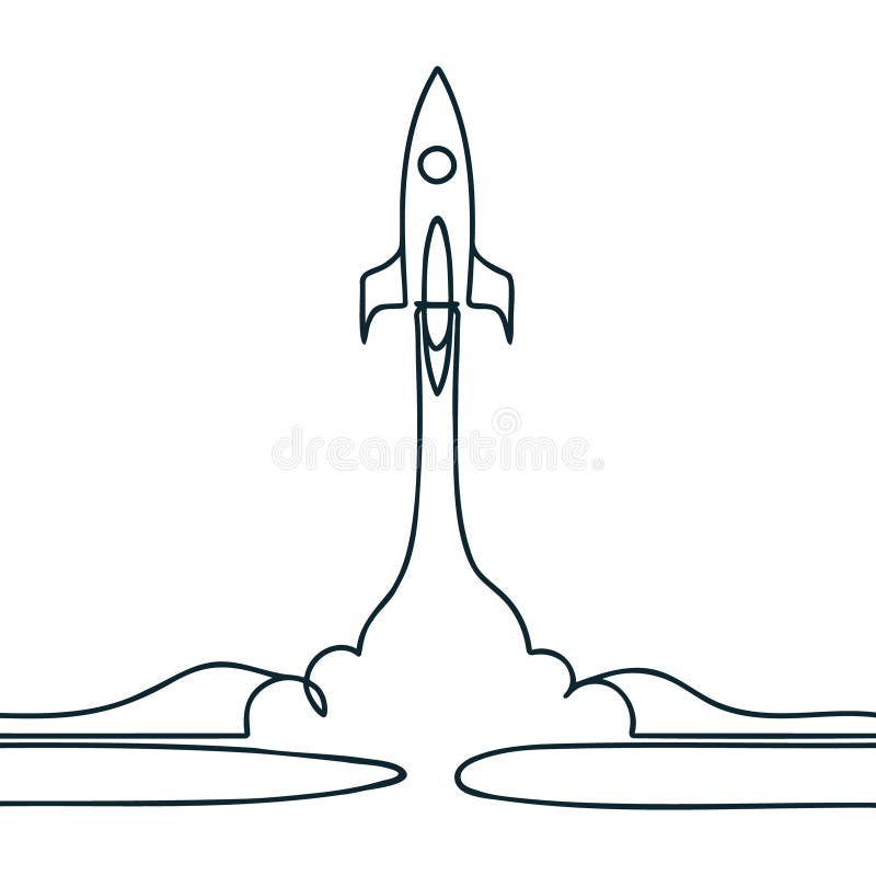 One Continuous Line Drawing of Spacecraft. Vector Illustration Stock ...