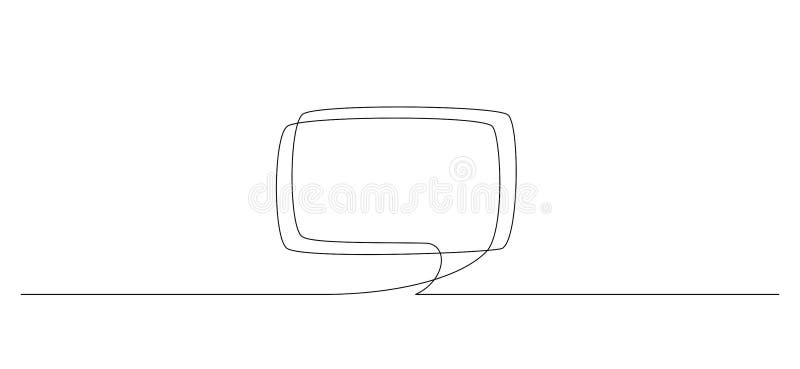 One Continuous Line Drawing of Speech Bubble Square Shaped. Chat Cloud ...