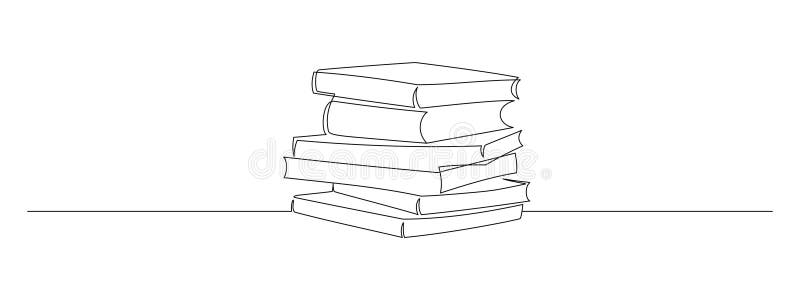 One Continuous Line Drawing of Stack Books. Education in School and ...