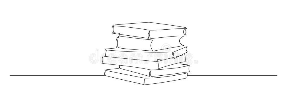 One Continuous Line Drawing of Stack Books. Education in School and ...