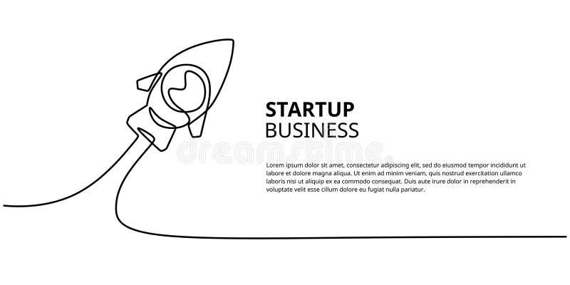 One Continuous Line Drawing of Start Up Business Rocket Launch Stock ...