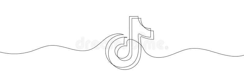One Continuous One Line Drawing of TikTok Logo Isolated on White ...