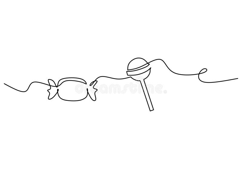 One Continuous Line Drawing of Two Sweet Candy Isolated on White ...