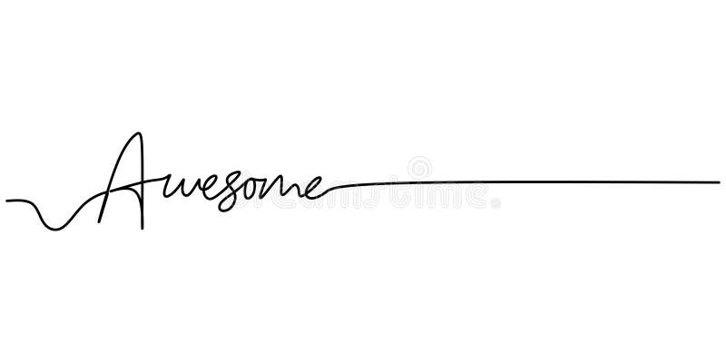 Awesome Typography Lettering One Line Drawing. Continuous Hand Drawn ...