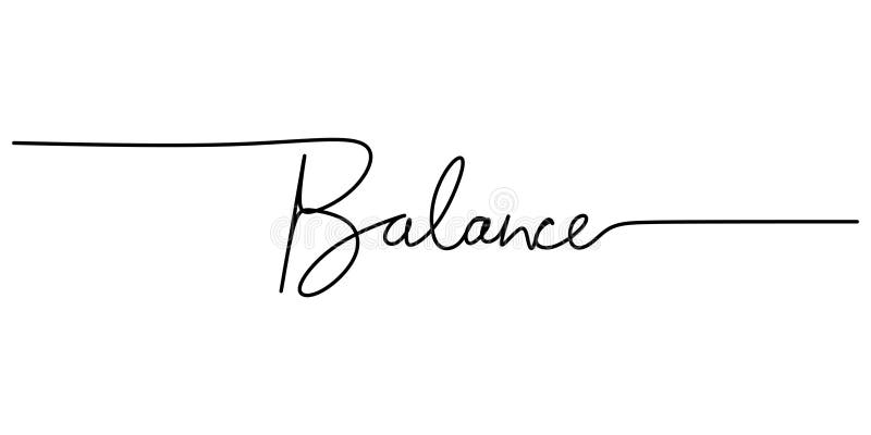 One Continuous Line Drawing Typography Line Art of Balance Word Writing ...