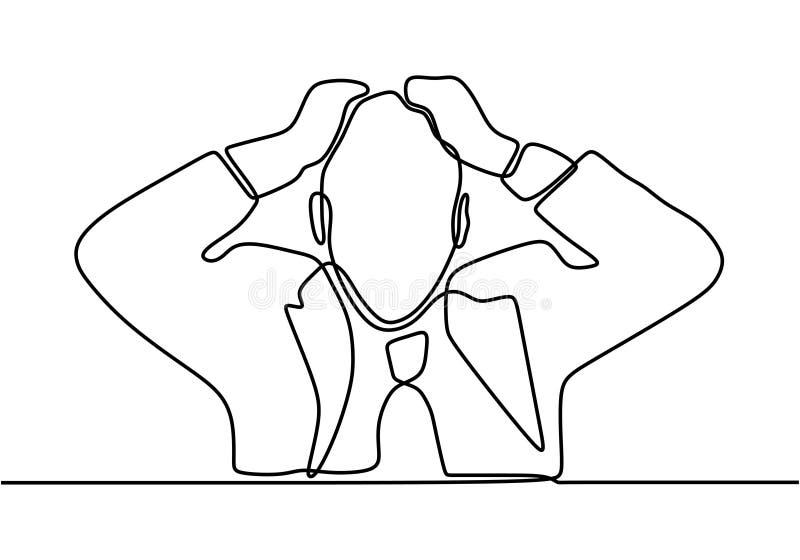 One Continuous Line Drawing of Work Pressure Concept, a Man Feeling ...