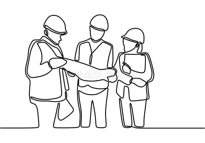 One Continuous Line Drawing of Young Architect Explaining Building ...