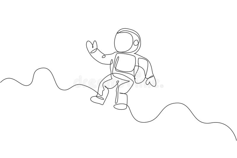 One Continuous Line Drawing of Young Astronaut Scientist Exploring ...