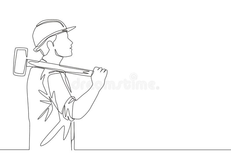 Builder Continuous Line Drawing Stock Illustrations – 376 Builder ...