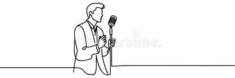 Continuous Line Drawing Singing Stock Illustrations – 183 Continuous ...