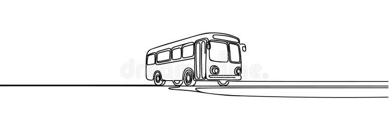 One Continuous Line Draws a Bus Stock Vector - Illustration of roadside ...