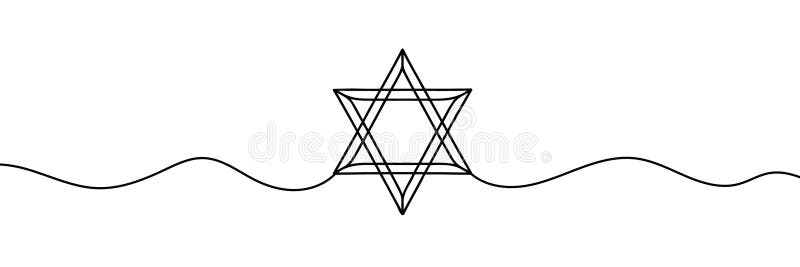 One Continuous Line Draws the Star of David Stock Illustration ...