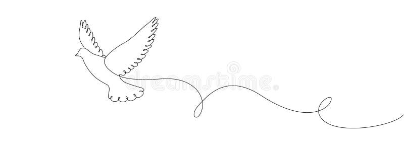 One Continuous Line of Flying White Dove. Symbol of Peace, Hope and ...