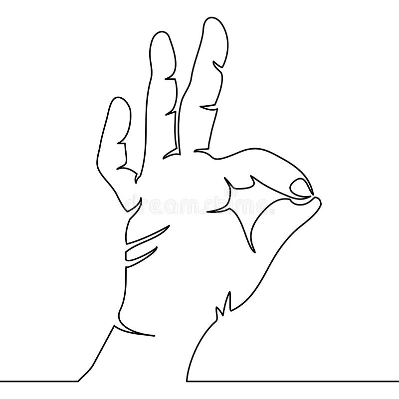 One Continuous Line Hand Showing OK Gesture Stock Vector - Illustration ...