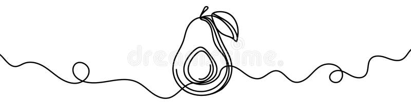 One Continuous Line Illustration of an Avocado. Line Art of an Avocado ...