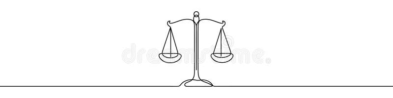 One Continuous Line Illustration of a Balance Scale. Line Art of a ...
