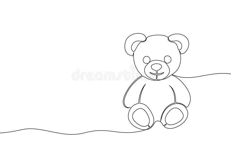 One Continuous Line Illustration of Bear Soft Toy. Continuous Line ...