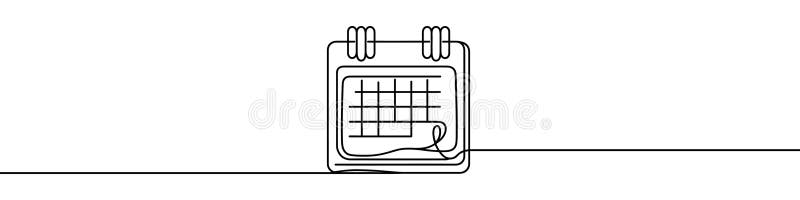 One Continuous Line Illustration of a Calendar. Line Art of Calendar ...