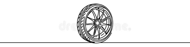 One Continuous Line Illustration of a Car Wheel. Line Art of Car Wheel ...
