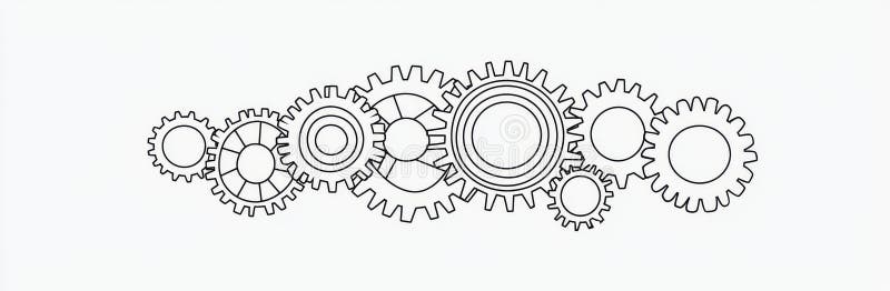 One Continuous Line Illustration of a Gear Wheel. a Single Line Drawing ...