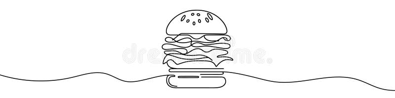 One Continuous Line Illustration of a Hamburger. Line Art of a ...