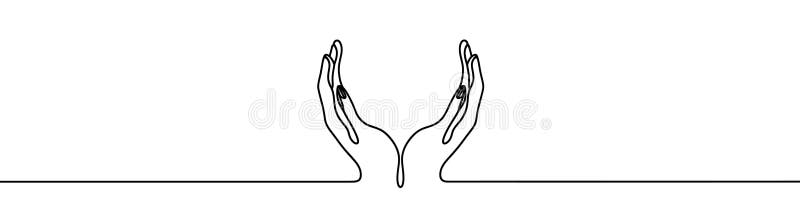 One Continuous Line Illustration of Hands. Line Art of Hands Stock ...