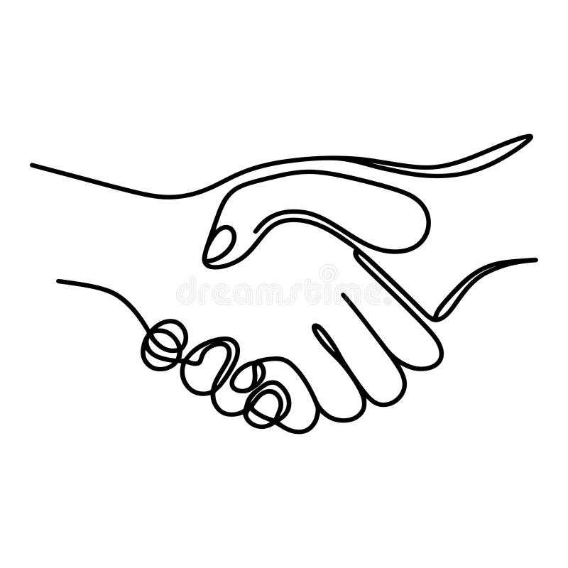 One Continuous Line Illustration of a Handshake. Line Art of a ...