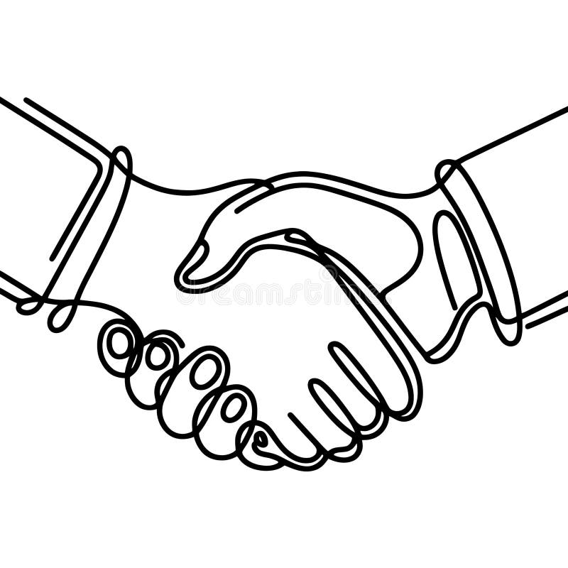 One Continuous Line Illustration of a Handshake. Line Art of a ...