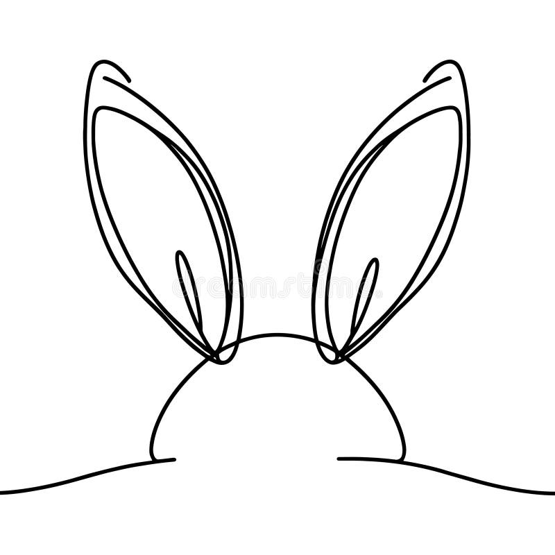 One Continuous Line Illustration of Rabbit or Hare Ears. Line Art of ...