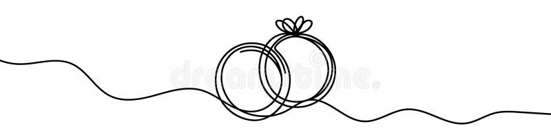 One Continuous Line Illustration of Wedding Rings. Line Art of Wedding ...