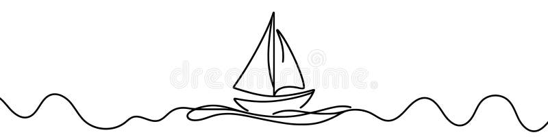 One Continuous Line Illustration of a Yacht Sailing. Line Art of a ...