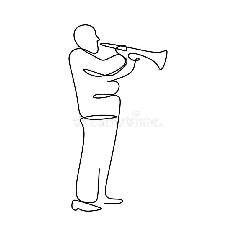 Continuous One Line Art Drawing Trumpet Player Stock Illustrations – 99 ...