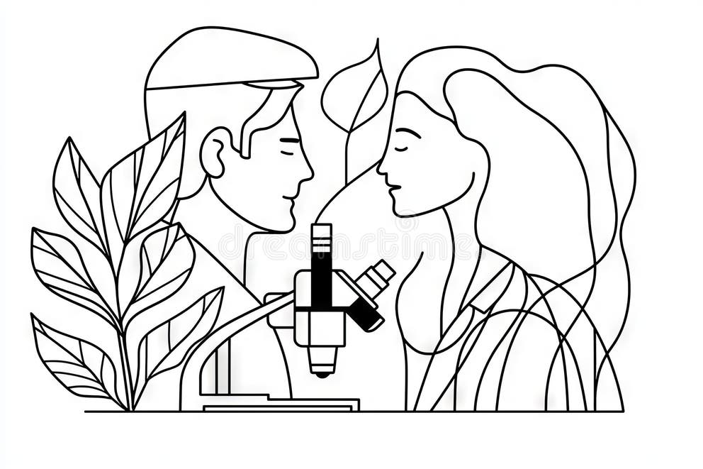 One Continuous Line. Microscope. Scientific Instrument. White ...